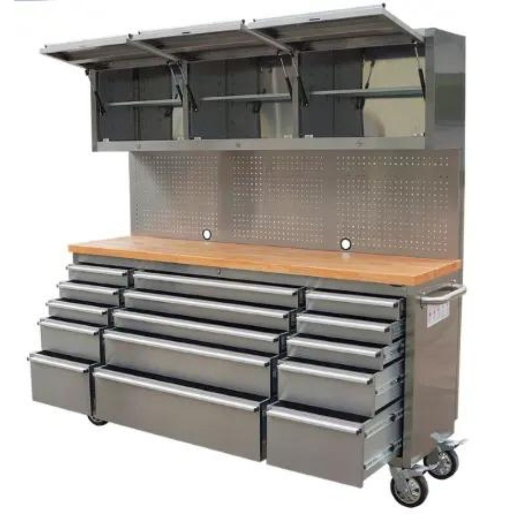 15 Drawers Movable Work Tool Chest Trolley Cabinet — Home Garage Workshop